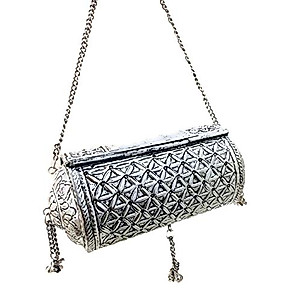 Women Silver Handmade Ethnic gift Brass Metal bag antique bridal clutch