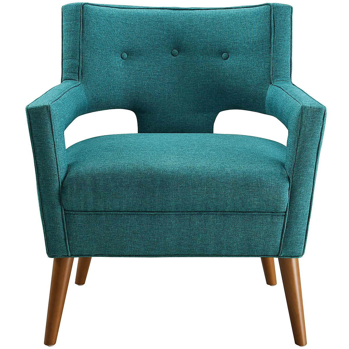 Modway Sheer Upholstered Fabric Mid-Century Modern Accent Lounge Arm Chair in Teal