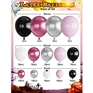 Pink Halloween Balloon Garland Arch Kit,122Pcs Halloween Black pink White Balloons Large Boo Ghost Foil Balloons Spider Balloons for Girl Birthday Baby Shower Party Decorations