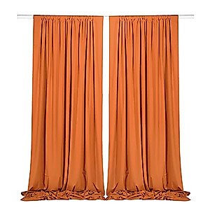 SHERWAY 2 Panels 4.8 Feet x 10 Feet Dark Orange Photography Backdrop Drapes, Thick Polyester Window Curtain for Wedding Party Ceremony Stage Decorations