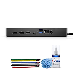 Dell WD19S 180W Computer Docking Station (USB, USB-C, DisplayPort, HDMI, Ethernet Ports) 1-Pack Bundle with Deluxe LCD Screen Cleaning Kit and (6) Electronics Basket Cable Ties