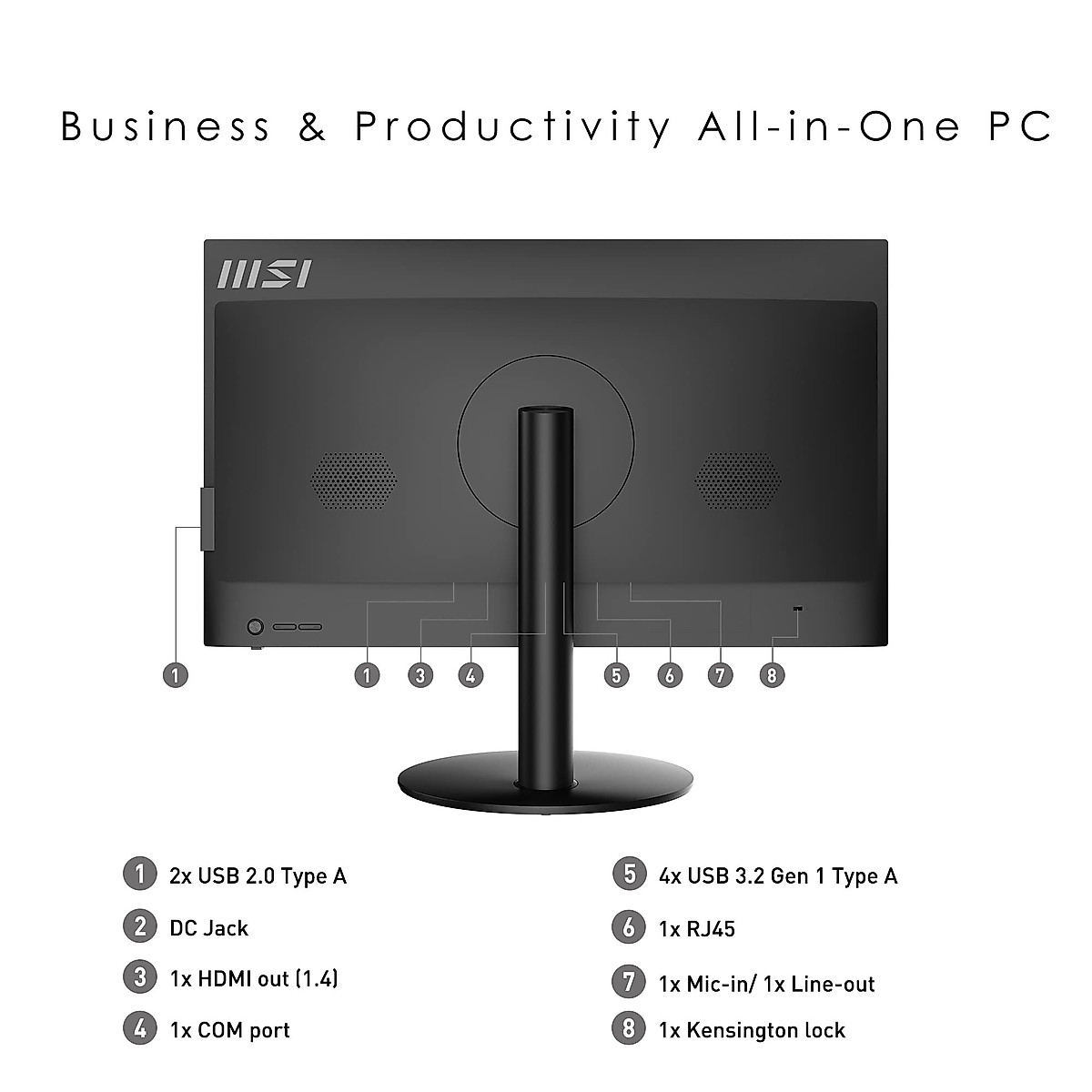 MSI PRO AP241 All-in-One Computer Desktop, 23.8" FHD IPS-Grade LED, Intel Core i3-10105, 8GB Memory, 500GB SSD, WiFi 6, BT 5.1, Black, Windows 10 Home (11M-059US)