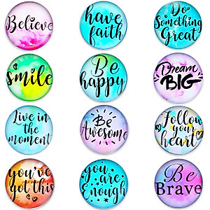 Outus 12 Pieces Motivational Glass Fridge Magnets Inspirational Quote Refrigerator Magnets for Classroom Whiteboard Locker Fridge Supplies
