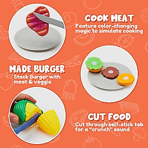 Extra Large 2-Layer BBQ Grill Playset with Pretend Smoke, Light, Sound & Color-Changing Food, Kitchen Toy Set,Pretend BBQ Grill Toy Set for Kids (25X13X12 Inch)