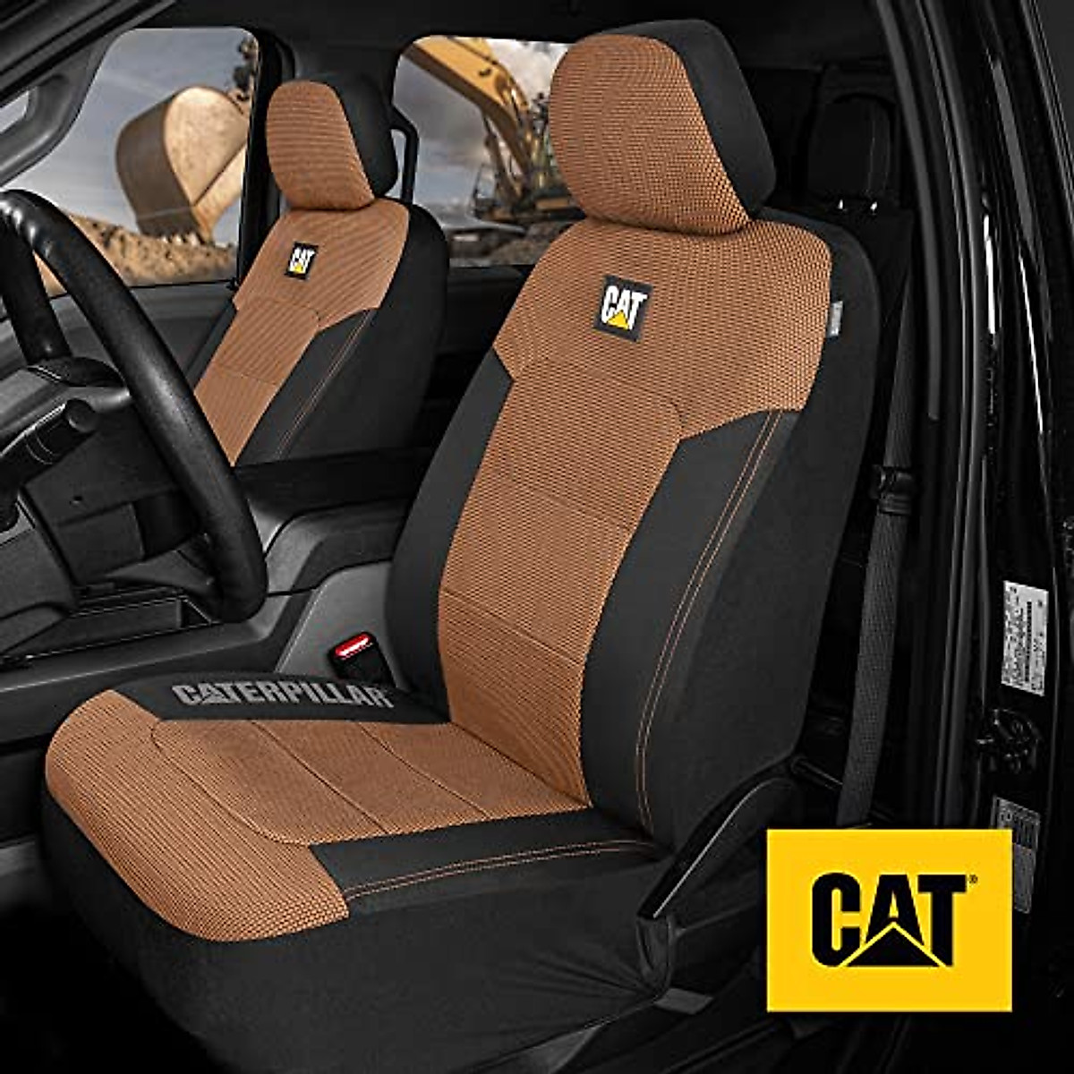 Cat® MeshFlex Automotive Seat Covers for Cars Trucks and SUVs (Set of 2) – Beige Car Seat Covers for Front Seats, Truck Seat Protectors with Comfortable Mesh Back, Auto Interior Covers