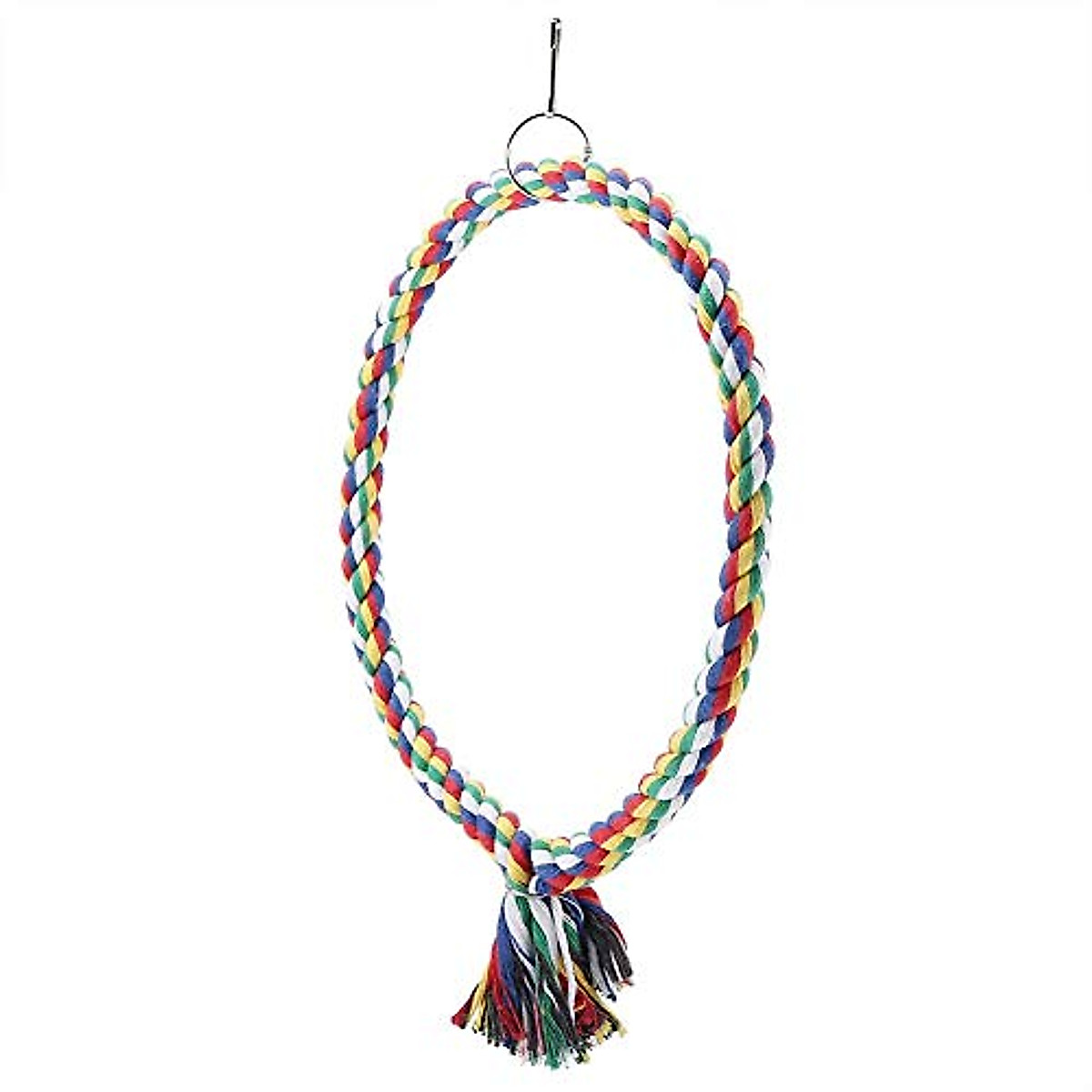 Bird Rope Swing, Cotton Bird Circle Ring Rope Perch Stand Swing Chewing Toy Birdcage Decoration Accessory for African Grey Budgie Parakeet Cockatiel Cockatoo(S)