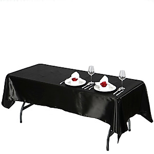 TABLECLOTHSFACTORY Black 60x102 Rectangle Satin Tablecloth