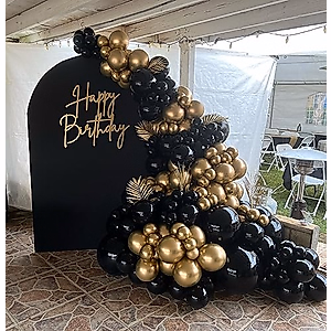 NISOCY Gold Metallic Chrome Latex Balloon Arch Garland Kit, 102PCS 18In 12In 10In 5In for Festival Picnic, Engagement, Wedding, Birthday, Gold Theme Anniversary Celebration Decoration with 33ft Ribbon
