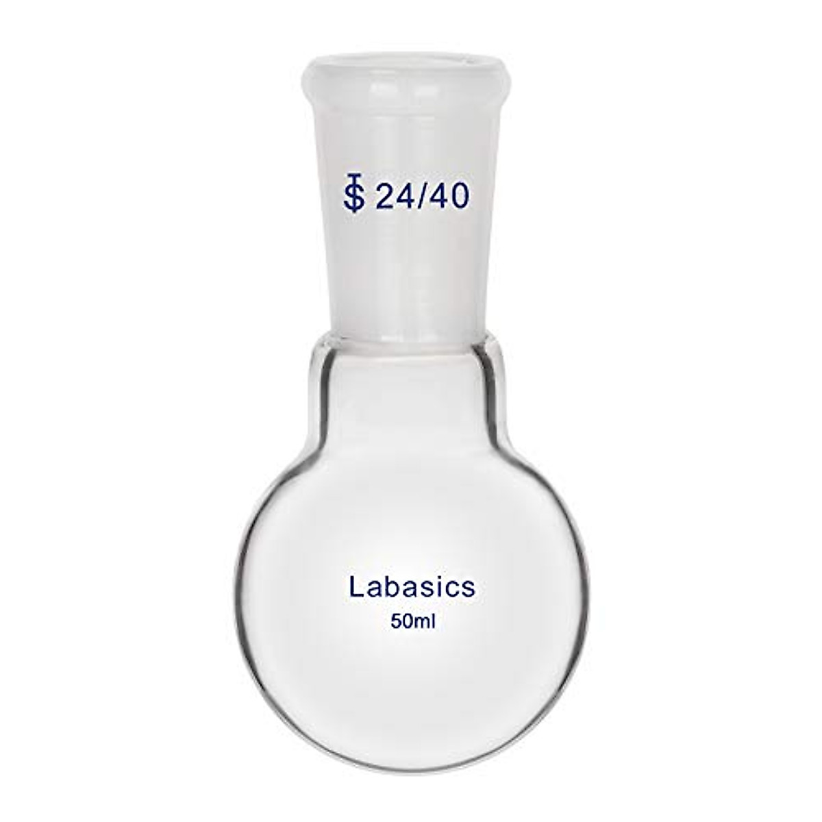 Labasics Glass 50ml Single Neck One Neck Round Bottom Flask RBF, with 24/40 Standard Taper Outer Joint, 50ml