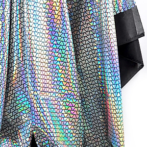 Hologram Metallic Foil Stretch Fabric Triangle Pattern(Silver 1yard)
