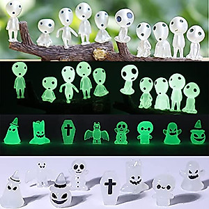 Luminous Ghost Tree Elves 18PCS Glow in Dark Statues Miniature Fairy Landscape Garden Decoration Outdoor Status Patio Lawn Yard Pot Kit and Home Ornament
