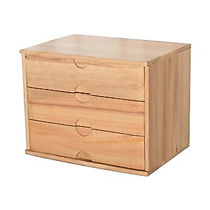 LEYT Wooden Desktop Storage Box with 3 Drawers, Office Supplies A4/Receipt File Organizer, Flat File Cabinet (Color : B)