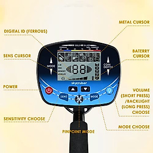 Metal Detector for Adults Professional - 2023 Updated Professional Gold Detector for Treasure Hunt, 5 Detection Modes IP68 Waterproof 10" Search Coil, High Accuracy, Strong Memory Mode, with Headphone