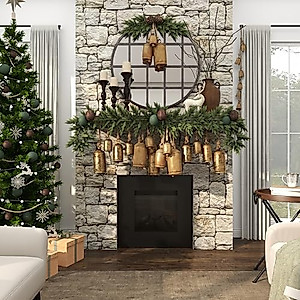 Deco 79 Metal Decorative Cow Bells Tibetan Inspired with Jute Hanging Rope, Set of 3 10",8",6"H, Gold