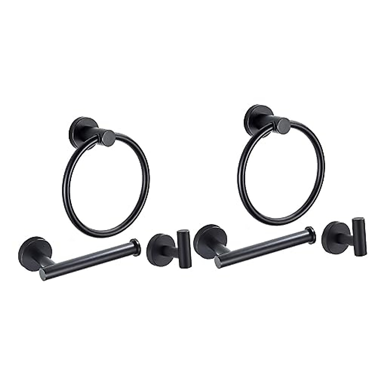 DOITOOL 6 pcs Bath Hook Paper Practical Hanging Multi-Functional Holder Brass Rod Rings Dispenser Wall-Mounted Steel Bathroom Shower Supplies Black Ring Tissue Stainless Bar Toilet Rack