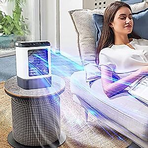 Portable Air Conditioner, 3 Wind Speeds Evaporative Air Cooler Quiet Fast Cooling Air Personal Conditioner with Humidifier for Home Office Bedroom Travel Camping