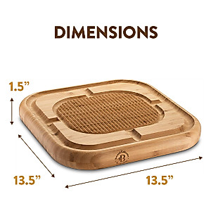 Bamboo Carving Cutting Board - Heavy Duty Steak Butcher Block with Deep Grooves - Kitchen Wood Chopping Board - Reversible, Oversized, Thick Serving Tray with Spikes, Stabilizes Meat While Carving