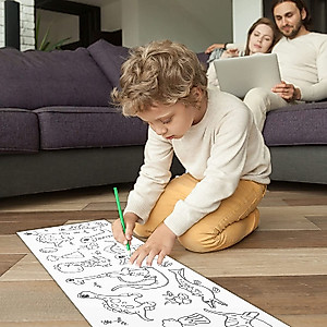 2pcs Children's Drawing Roll - Coloring Paper Roll for Kids, Drawing Paper Roll DIY Painting Drawing Color Filling Paper, 120 * 11.8 Inches(Dinosaur+Animal)