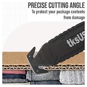 Safety Box Cutter. tksUSA here, your Cutter Stainless, Steel Package Opener. Pack Safety Knife Package Box Opener with Ergonomic Film Cutting Blade for Box, Carton, Shrink Wrap, Plastic Straps