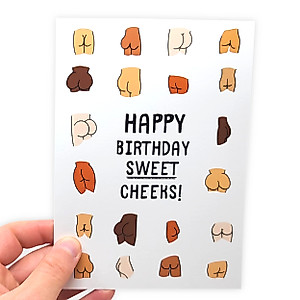 Sleazy Greetings Funny Birthday Card For Women or Men - 5 x 7 Inch Adult For Friend Bday Card with Matching Envelope - Happy Birthday Sweet Cheeks!