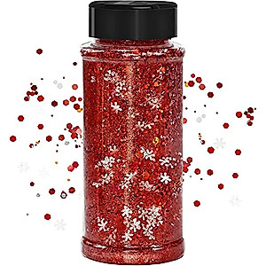 Christmas Glitter, 100g Cosmetic Craft Holographic Glitter for Epoxy Resin, Laser Snowflake Christmas Tree Flakes for Nails, Face, Make Up, Body, Tumblers, Chunky Glitter Festival Decor（SD-03）