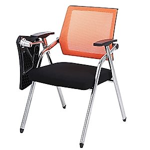 Mesh Office Chair With Lumbar Support,Student Chair With Desk Attached,Foldable Computer Desk Chair With Tablet Arm Writing Board And Cup Holder Metal Frame Backrest Table Chair ( Color : Orange )