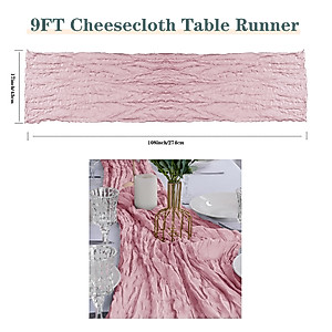 flohar 6 Pack Pink Cheesecloth Table Runner 9ft,17 x 108 inch Gauze Table Runners Rustic Romantic Wedding Runner for Wedding Bridal Shower Fall Decoration