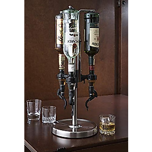 OGGI 3-Bottle Revolving Liquor Dispenser, Stainless Steel