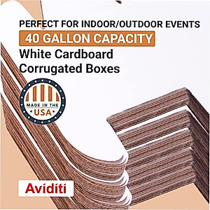 AVIDITI Cardboard Trash Cans and Recycling Bins, 40 Gallon 18"L x 18"W x 30"H 10-Pack | Reuseable and Disposeable Pop Up Garbage Boxes Container for Party, Parties, Recycle, Outdoor Events, White Box