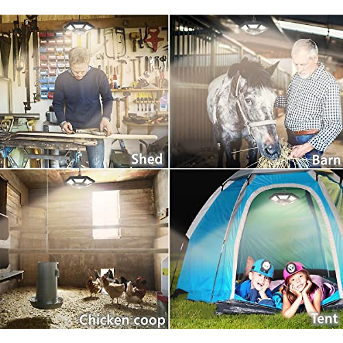 HULPPRE 2pack Solar Shed Light Motion Sensor 5 Modes-Daytime Avaialble 180Leds 360° Bright Solar Light Indoor&Outdoor with Remote,IP65 Barn/Chicken Coop/Ceiling/Pendant Light for Gazebo,Patio,Yard