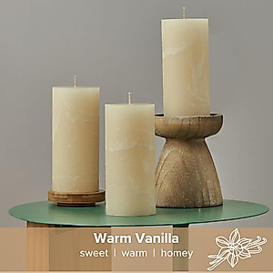 Simply Soson Warm Vanilla Sugar Scented Candle for Home - Set of 3-3x4 Ivory Pillar Candle - Scented Candle Gift, Aromatherapy Candle, Candles for Home Scented, Candles for Women, Fall Candles