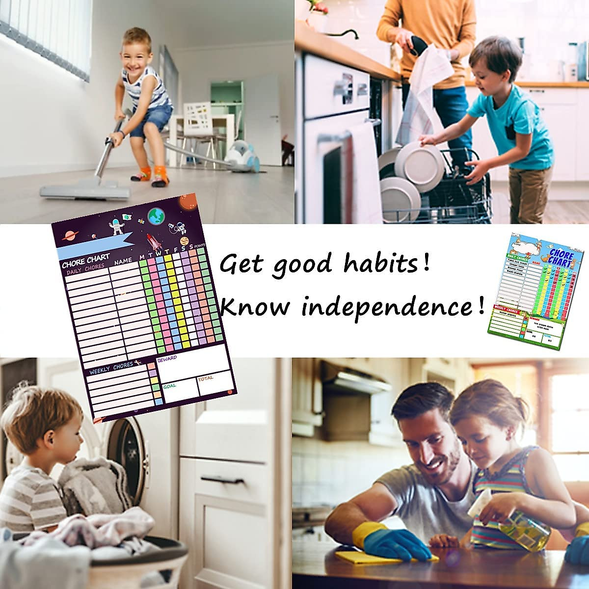 Maidston Enlarged Magnetic Chores Chart for Kids Multiple Behavior at Home Dry Erase Chore with 3 Color Markers Responsibility Reward Adults Family School Supplies