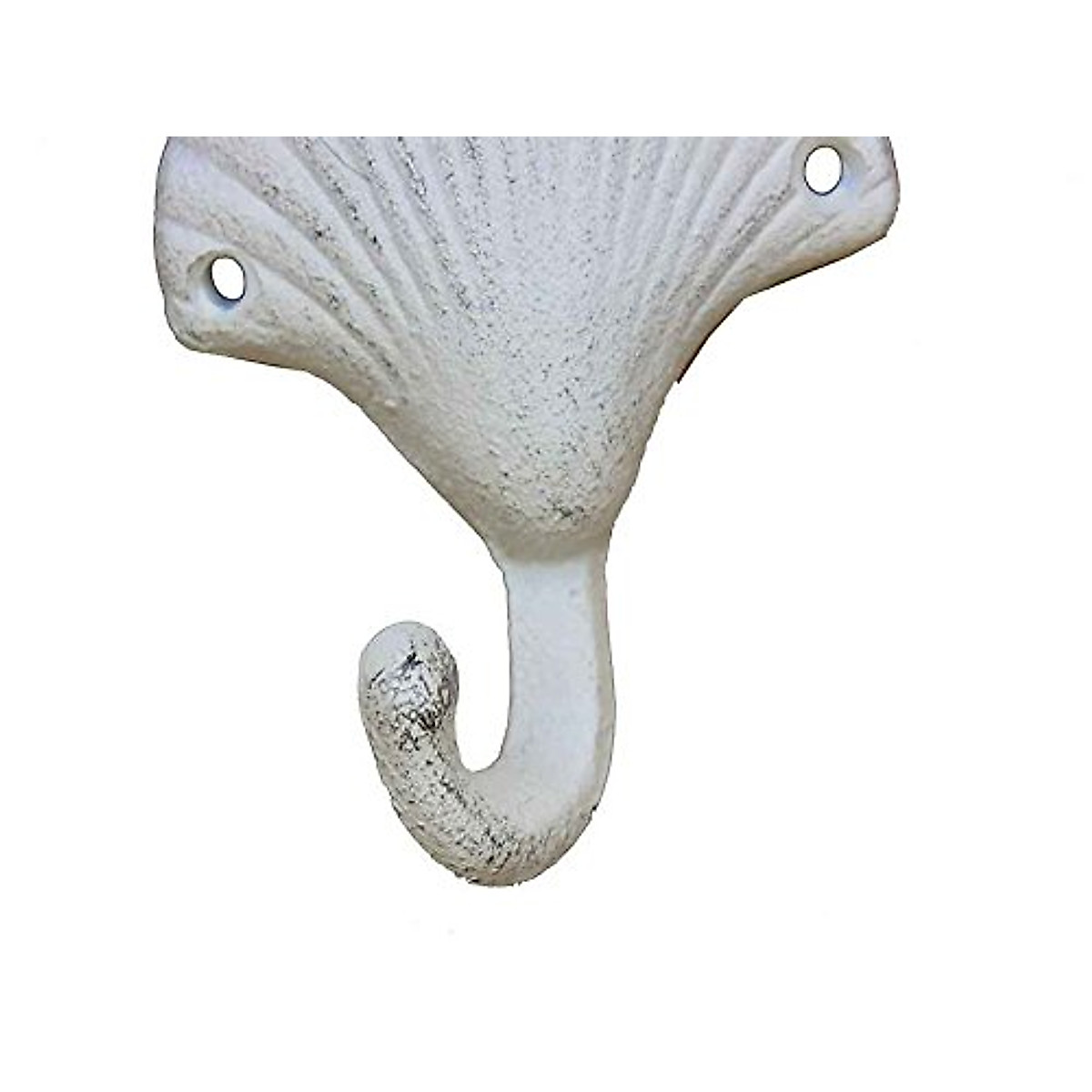 Whitewashed Cast Iron Seashell Hook- Nautical Wall Hook- Seashell Decoration