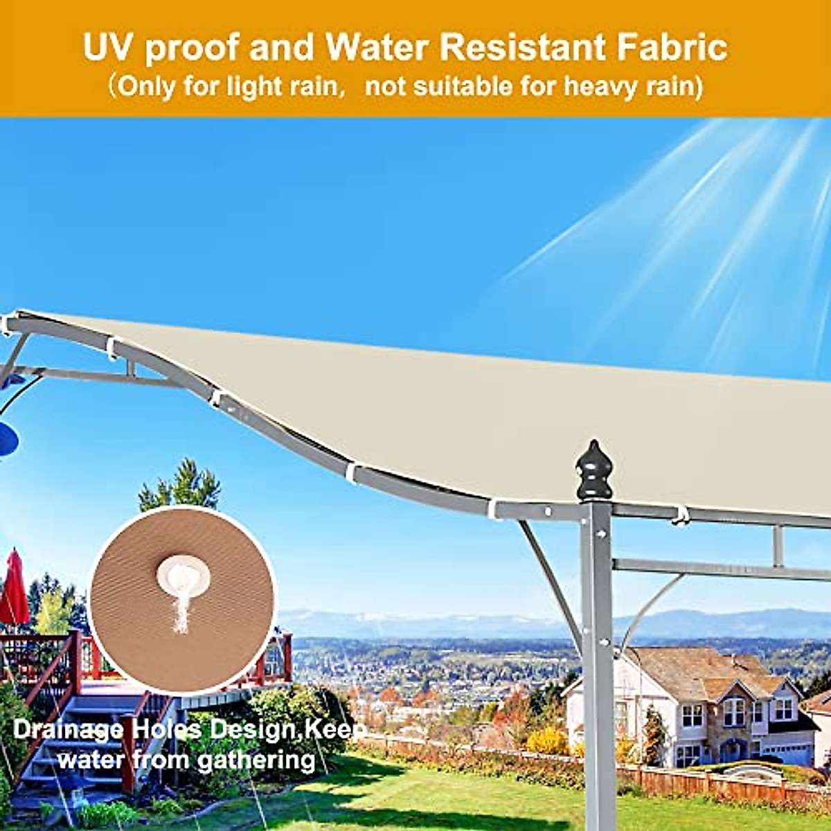 Aweather Metal Pergola Gazebo for Patio Backyard,Sun Shade Shelter for Porch Party,Garden,Grill Gazebo(Beige)