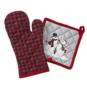 SKL Home Woodland Winter Oven Mitt and Pot Holder Set, 8x8