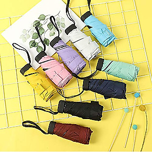 TOPTIE Mini Windproof Travel Umbrella, Compact Sun & Rain Umbrella with UV Protection (Pink)