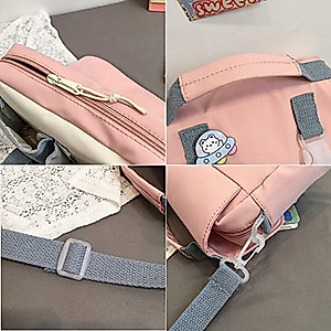 JELLYEA Kawaii Shoulder Bag with Cute Accessories Pins Kawaii Tote Bag School Crossbody Backpack Casual Fashion (Black)