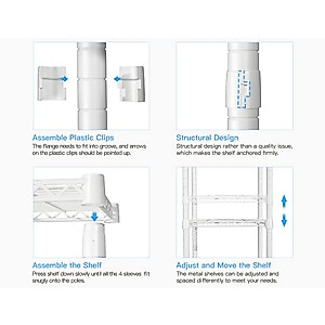 Ulif E4 Garment Rack, Freestanding Closet Organizer and Storage System, Heavy Duty Clothing Wardrobe with 8 Shelves and 4 Hanger Rods, Max Load 920 LBS, 71.6”W x 14.5”D x 79.3”H, White