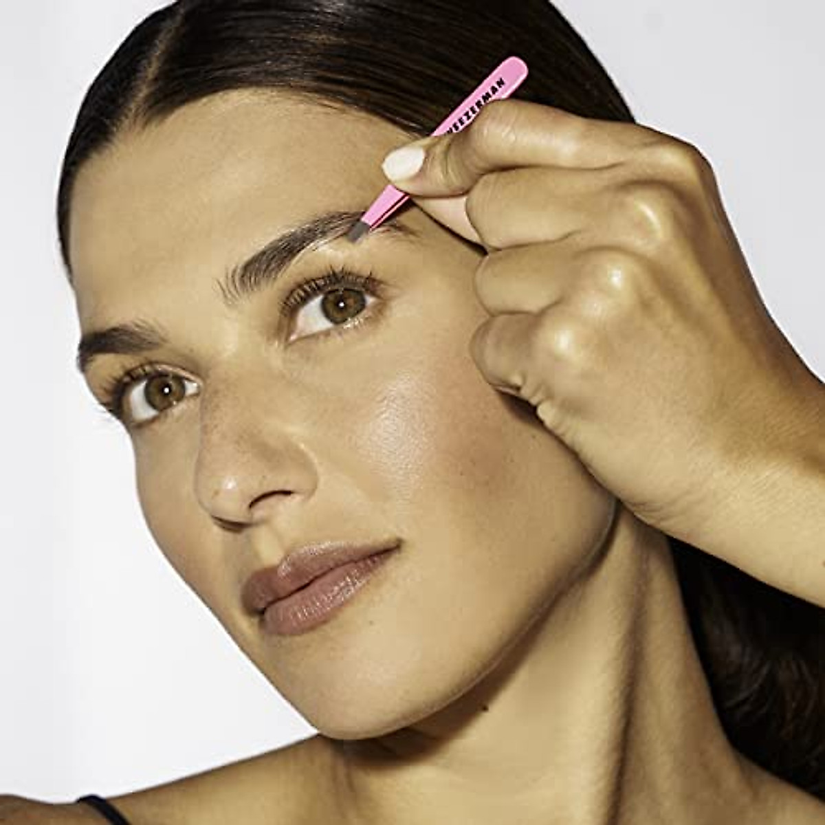 Tweezerman Mini Slant Tweezer - Tweezers for Eyebrows, Travel Tweezers for Eyebrows, Facial Hair, Ingrown Hair (Neon Pink)