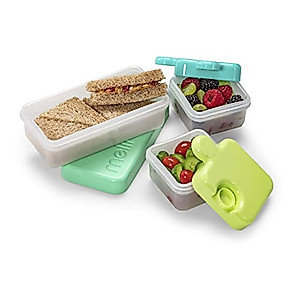 melii Puzzle Bento Box, Lunch and Snack Container for Toddlers and Kids (Blue, Mint & Lime)