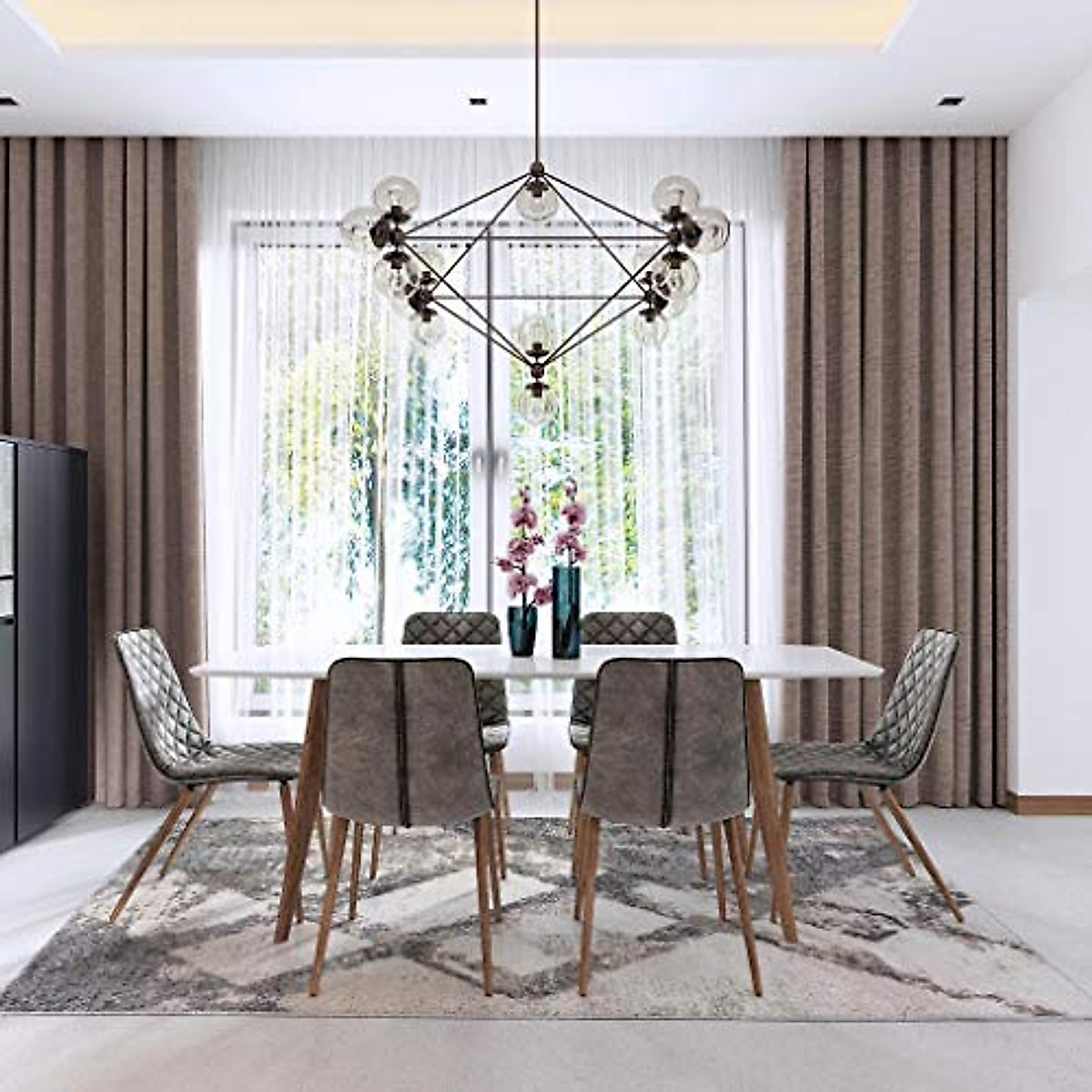 LUXE WEAVERS Lagos Grey 4x5 Art Deco Area Rug, Abstract Design, Geometric Carpet for Living Room and Bedroom