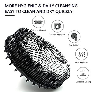 BEAUTAIL Silicone Body Scrubber, 2 in 1 Shower Bath Wash and Hair Shampoo Brush, Gentle Exfoliating Scrub Cleansing Loofah for Women Men Baby Sensitive Skin, Easy to Clean, Lather Nicely, 1 Pack Black