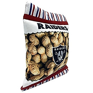 Pets First NFL LAS Vegas Raiders Crinkle FINE Plush Dog & CAT Squeak Toy - Cutest Stadium Peanuts Snack Plush Toy for Dogs & Cats with Inner Squeaker & Beautiful Baseball Team Name/Logo