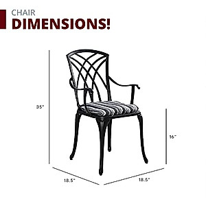 Kinger Home 3-Piece Outdoor Patio Bistro Table and Chair Set of 2, Cast Aluminum Patio Furniture with Cushion and Umbrella Hole, Black