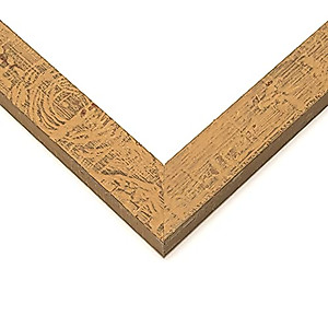 34x19 Frame Beige Real Wood Picture Frame Width 1.25 Inches | Interior Frame Depth 0.5 Inches | Mastic Distressed Photo Frame Complete with UV Acrylic, Foam Board Backing & Hanging Hardware