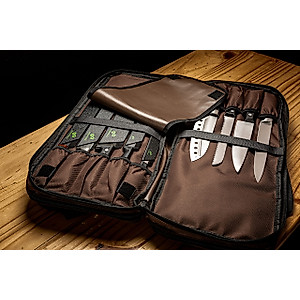 EVERPRIDE Knife Bag PLUS Knife Edge Guard Set (10-Piece Set) Heavy Duty Chef Bag Holds 20 Knives and Kitchen Utensils - Felt-Lined and BPA Free Knife Sheath Set – Knives Not Included