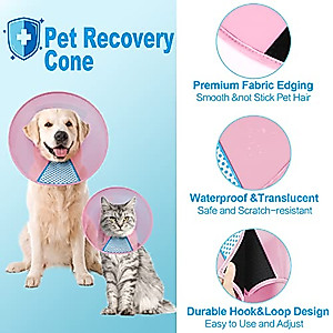 Supet Dog Cone Adjustable Pet Cone Pet Recovery Collar Comfy Pet Cone Collar Protective Collar for After Surgery Anti-Bite Lick Wound Healing Safety Practical Plastic E-Collar