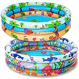 JOYIN 2 Pack 47" Baby Pool, Float Kiddie Pool, Inflatable Baby Swimming Pool with 3 Rings, Seasonal Merriment for Children, Indoor and Outdoor Water Game Play Center for Toddlers