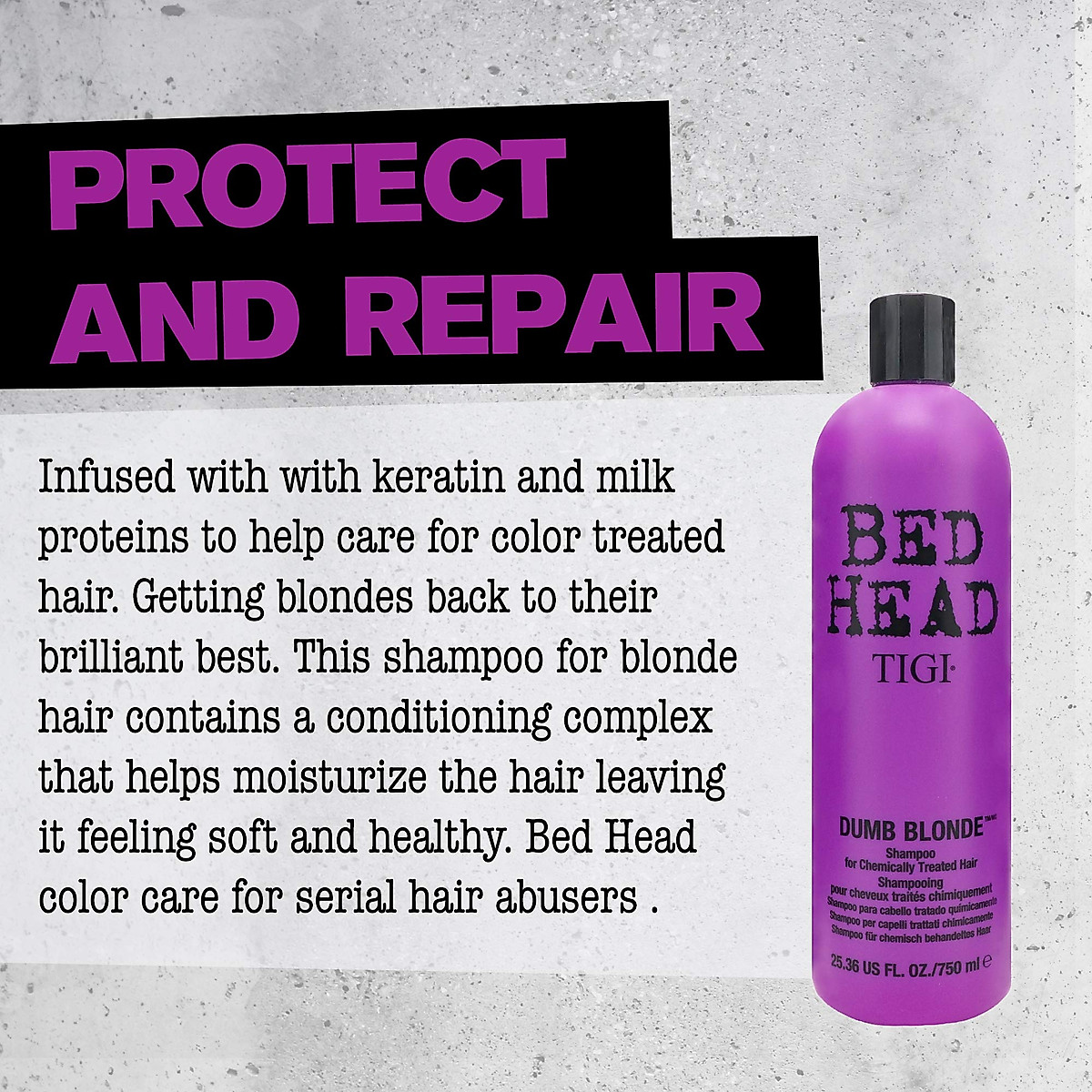 TIGI Bed Head Dumb Blonde Shampoo - Protects & Repairs Chemcially Treated Hair, Restore Moisture, Reduce Frizz, Increase Manageability, Colour Safe, with Keratin & Milk Protein 25.36 Ounce (Pack of 2)