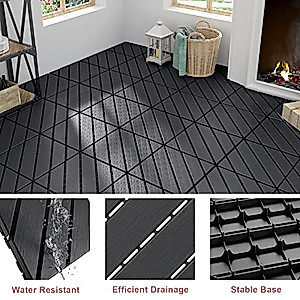 VANCASTLE Plastic Interlocking Deck Tiles, 12"x12"(Pack of 9), Patio Flooring Outdoor Waterproof All Weather Use, Outdoor Flooring for Patio Garden Poolside Front/Back Yard, Dark Grey